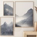 Abstract Mountain Print Set of 3 Minimal Blue Mountain - Etsy