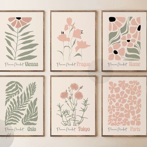 Boho Botanical Print Set of 6, Blush Pink and Sage Green Wall Art ...