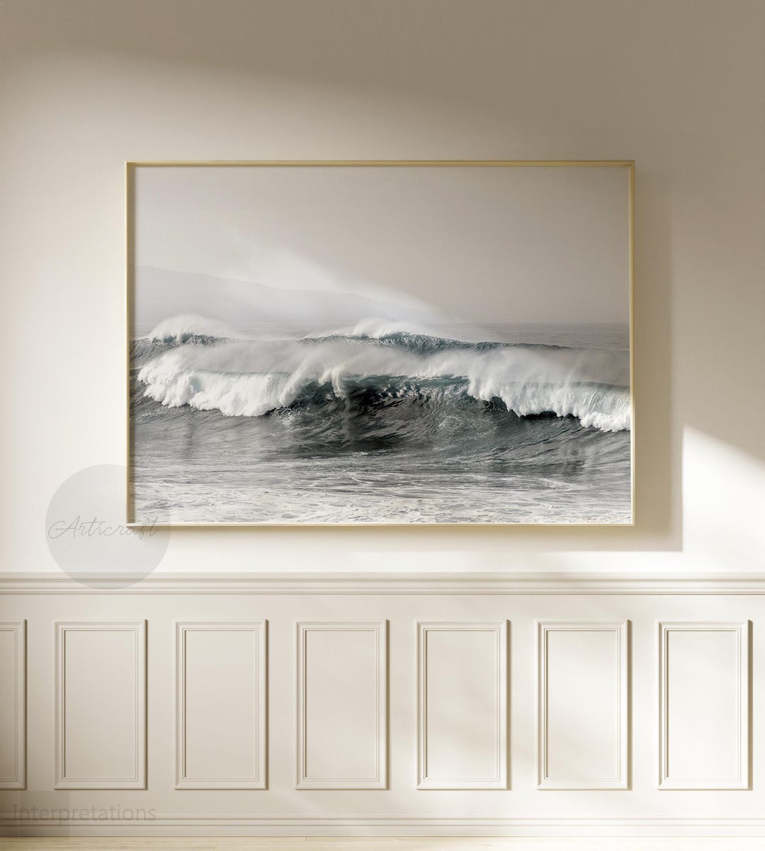 Neutral Beach Printable Art, Ocean Waves Poster, Coastal Wall Art Print ...