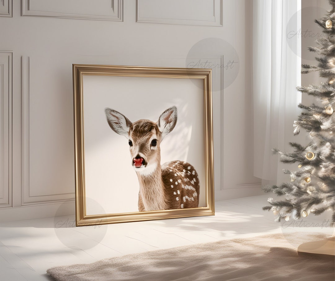 Rudolph the Red Nose Reindeer Print, Christmas Wall Art, Scandi Print ...