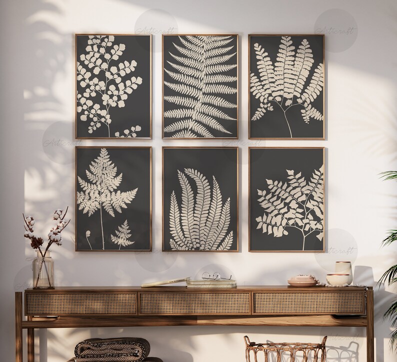 Neutral Botanical Print Set of 6 Minimal Abstract Fern - Etsy