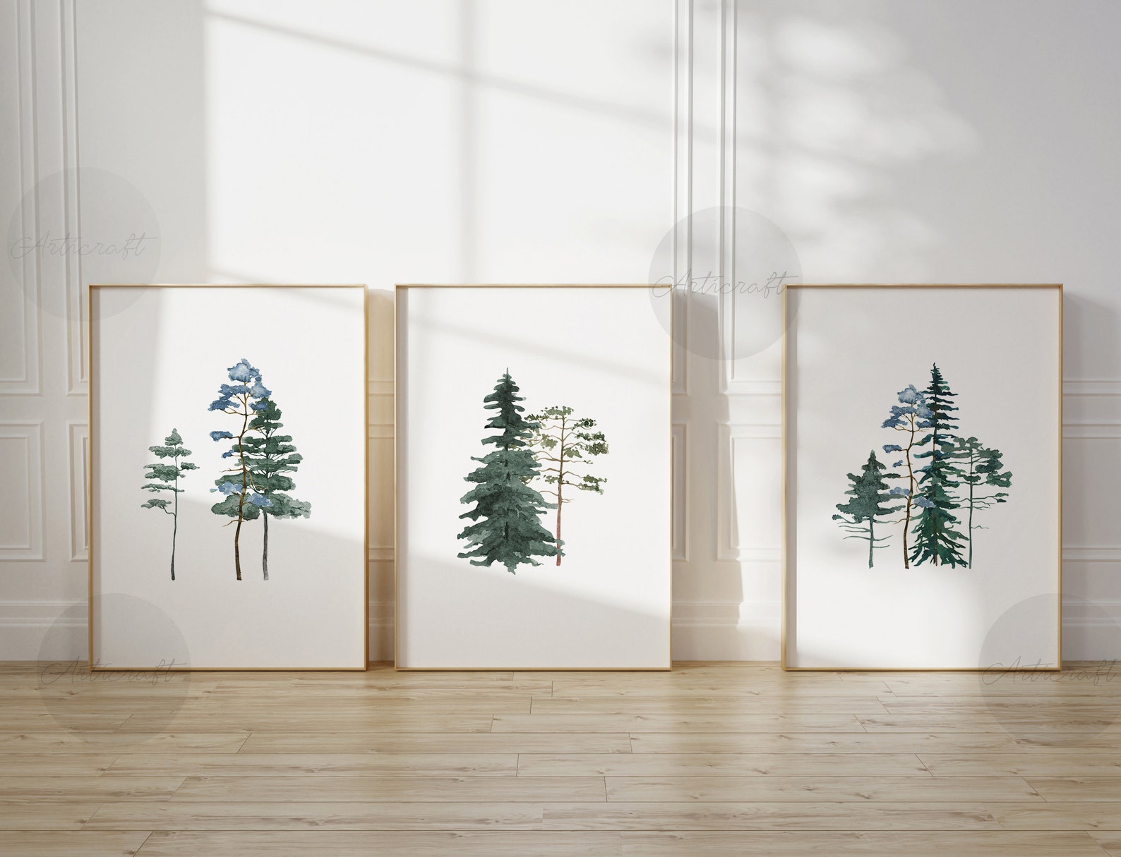 Pine Trees Prints, Nature Print Set of 6, Watercolor Pine Trees ...