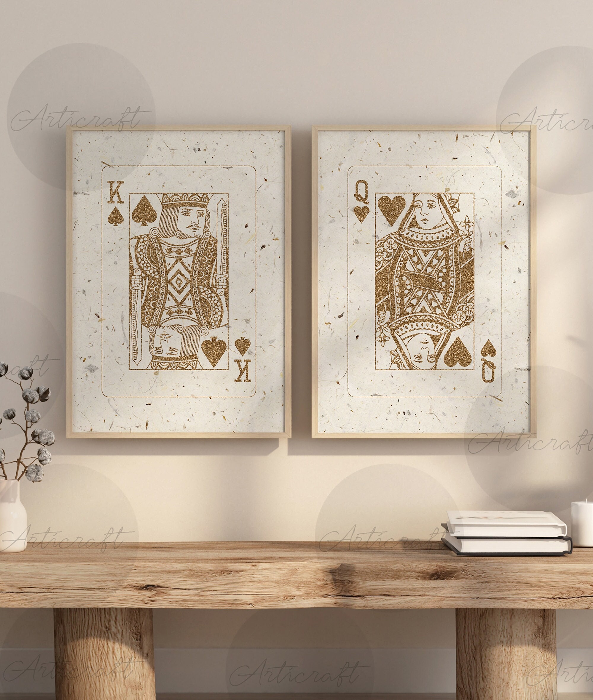 King and Queen Playing Cards Wall Art Set of 2 Prints, Digital Preppy ...