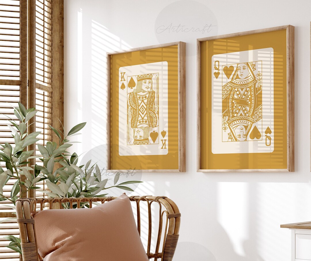 King and Queen Playing Cards Wall Art Set of 2 Prints, Digital Preppy ...