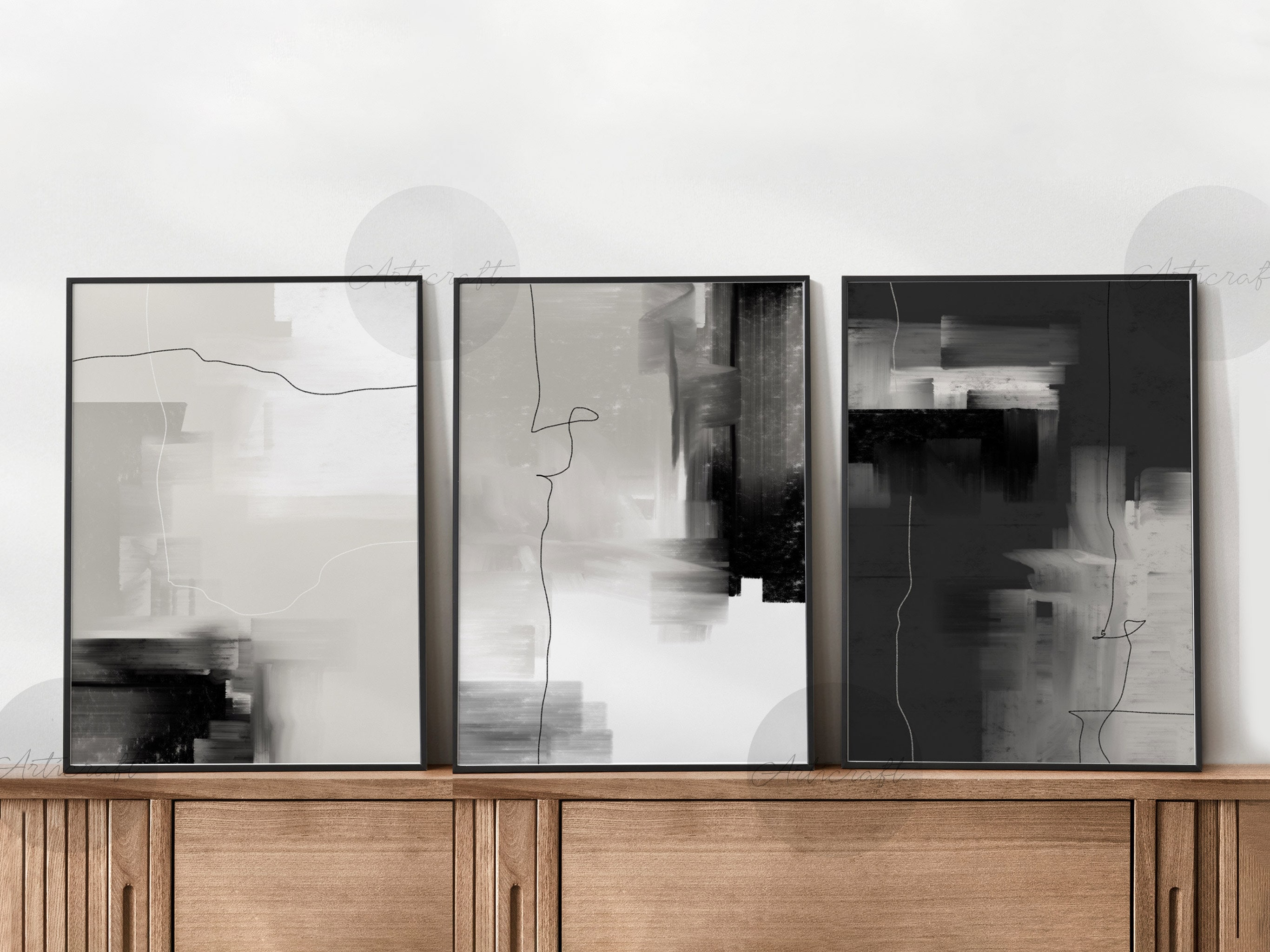 Abstract Neutral Art Modern 3 Piece Art Painting Gallery - Etsy