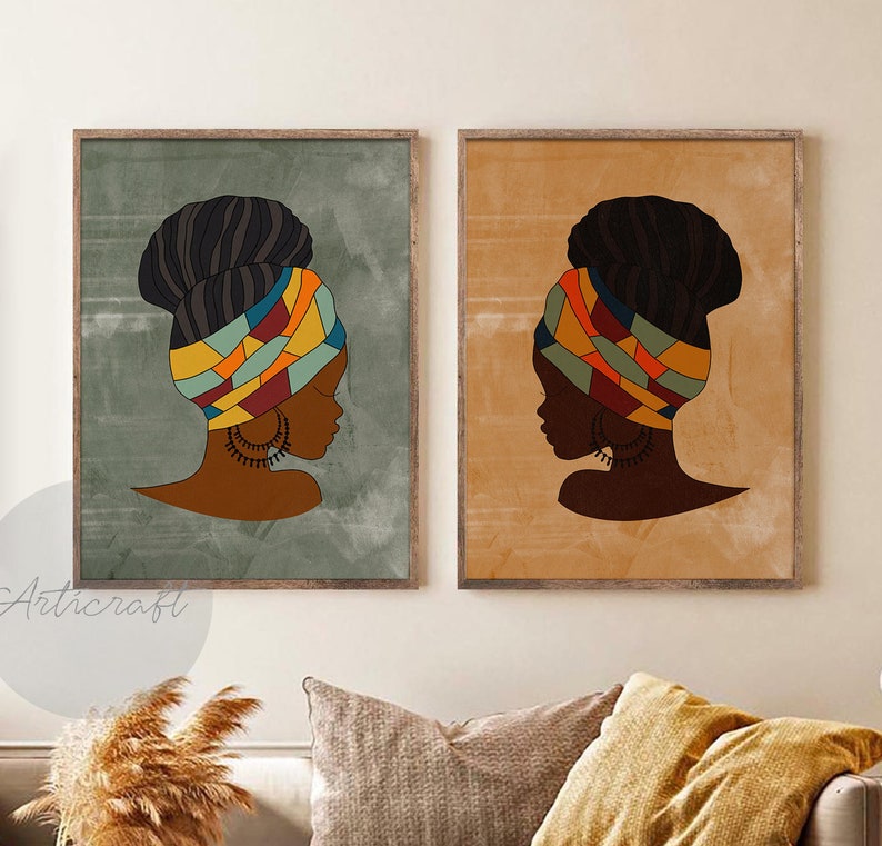 Black Woman Art Set of 2 African Gallery Print Afro Art Set - Etsy