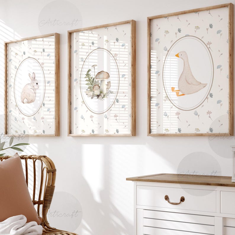 Goose Printable Poster Set of 3, Girl Vintage Nursery Farmhouse ...