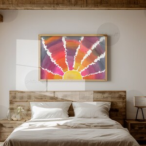 Horizontal Colorful Sunset Print, Orange, Purple & Yellow Sun ...
