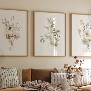 Watercolor Botanical Print Set of 3, Floral Printable Art, Gallery Wall ...