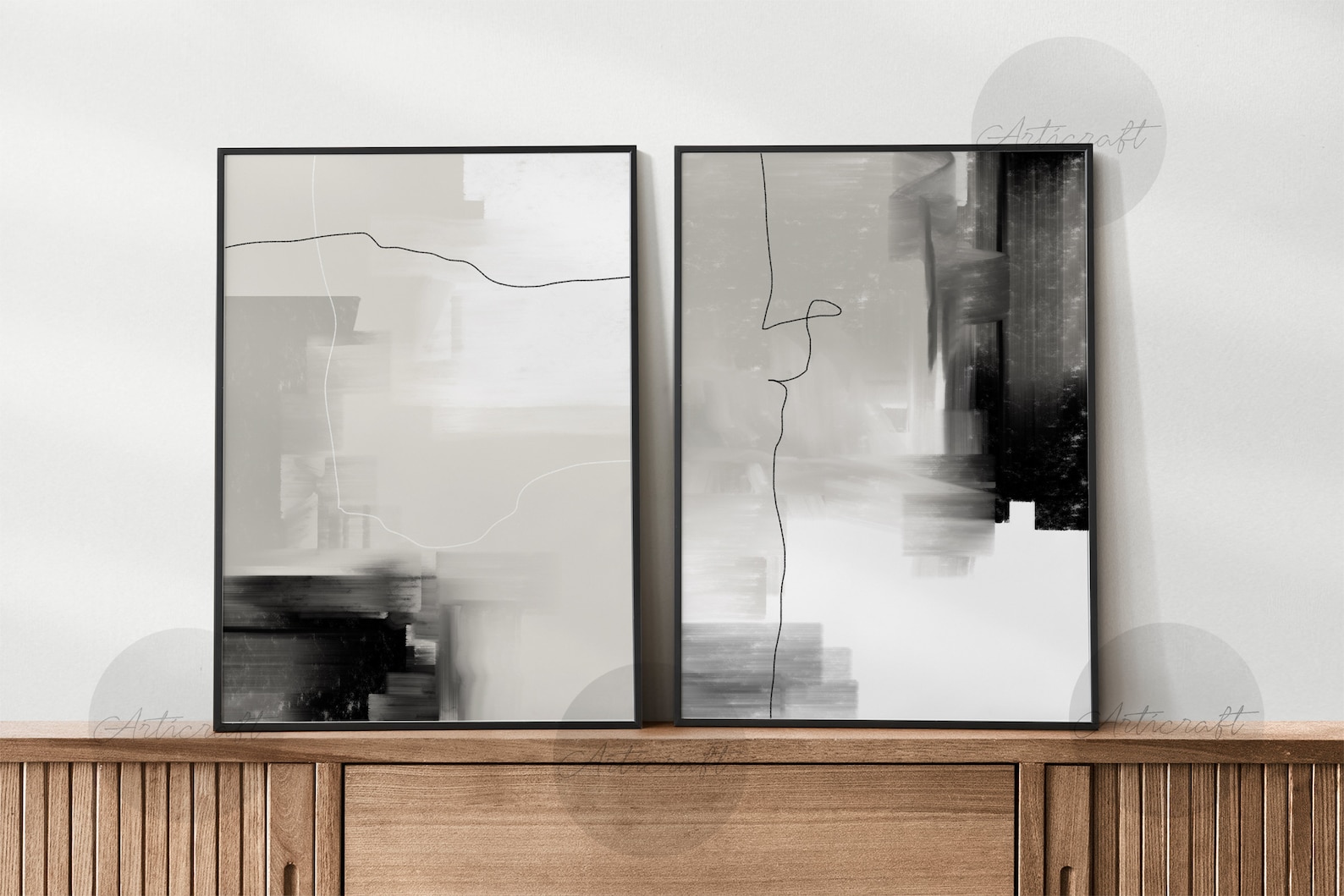 Abstract Neutral Art Modern 3 Piece Art Painting Gallery | Etsy