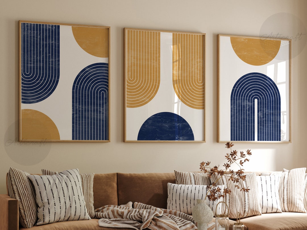 Printable Geometric Art Set of 3, Mid Century Modern Art Set, Boho Art ...