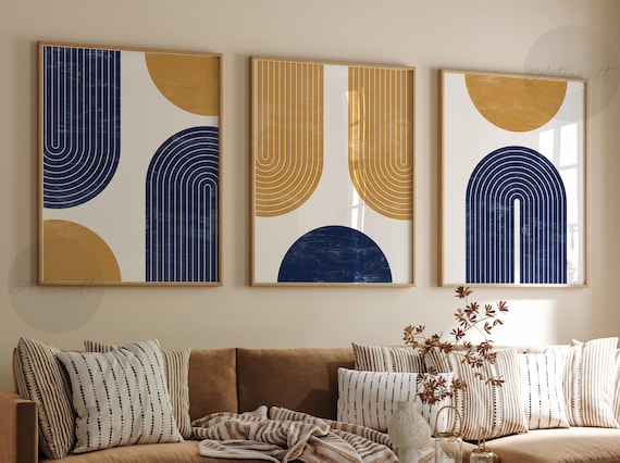 Printable Geometric Art Set of 3 Mid Century Modern Art Set - Etsy