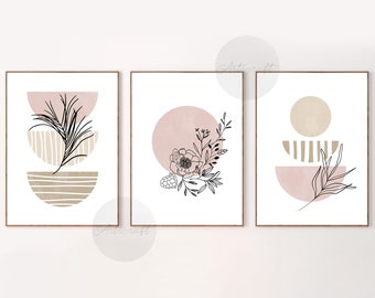 Pink Boho Wall Art | Etsy