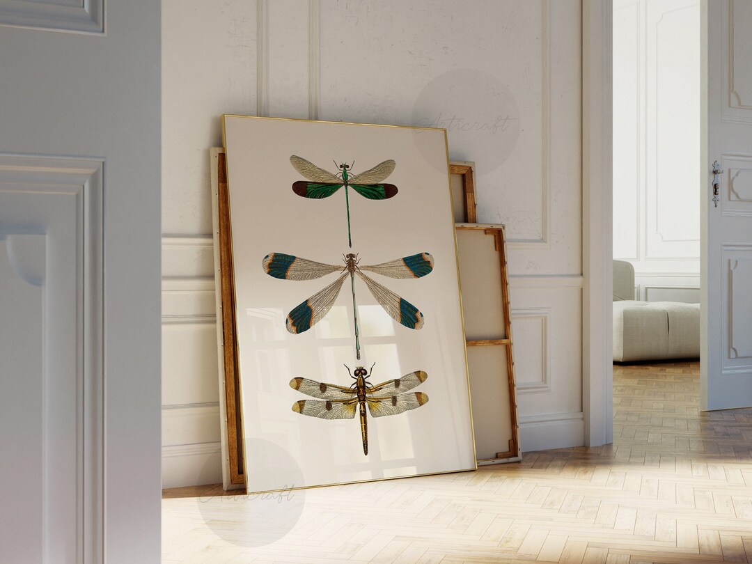 Dragonfly Digital Art, Dragonfly Print, Vintage Printable Wall Art ...