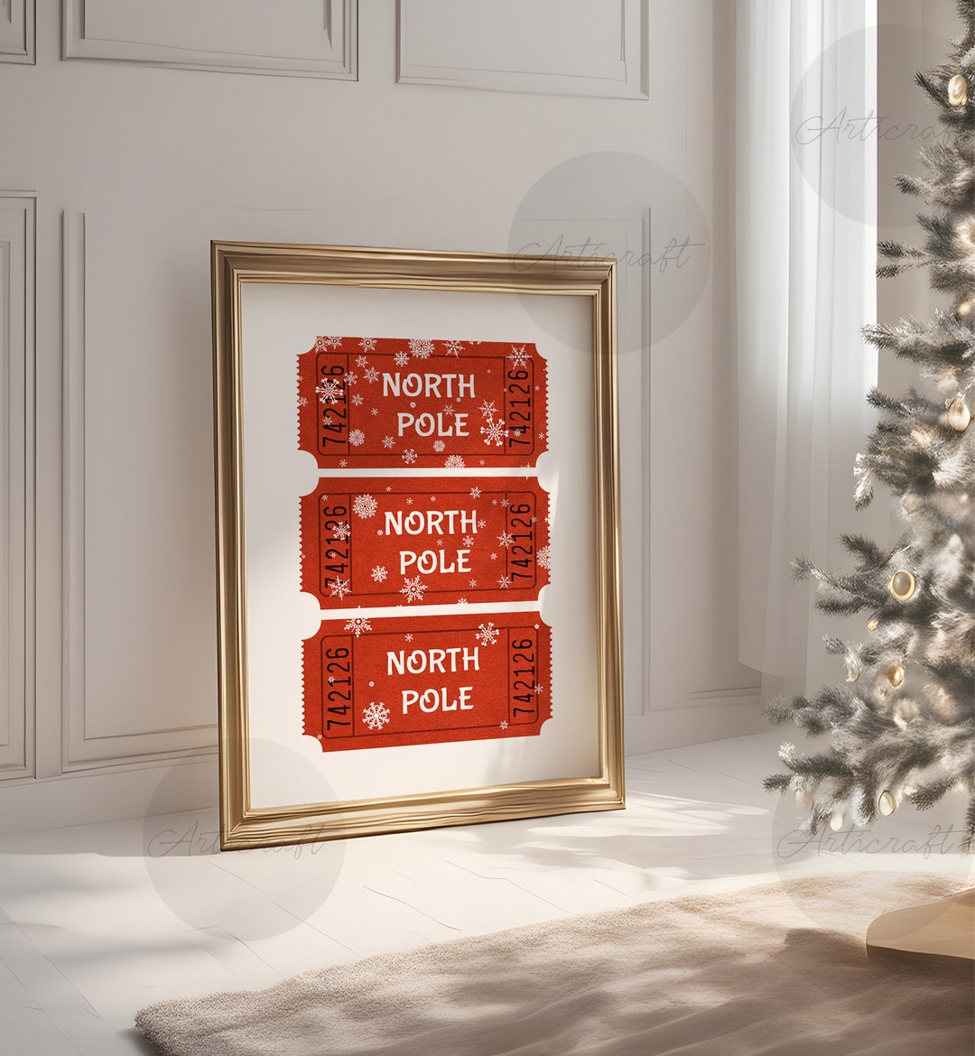 Christmas Print, North Pole Ticket Printable, North Pole Ruffle Tickets ...