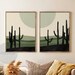 Midwest Cactus Desert Art Set of 2, Sage Green Boho Abstract Midwestern ...