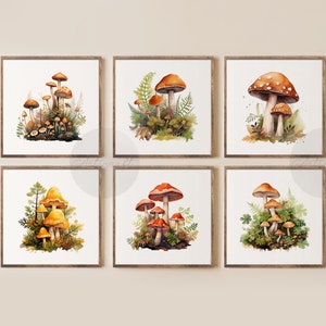 Boho Mushroom Print Set of 6, Magic Mushrooms Boho Gallery Wall Art ...