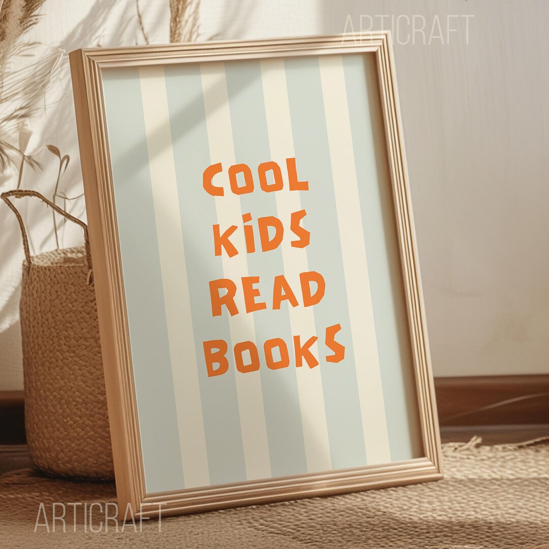 Cool Kids Read Books Bookish Poster, Digital Download Kids Room Wall ...