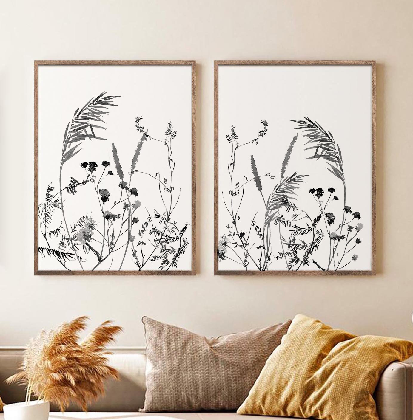 Watercolor Botanical Print Set of 2 Wild Flowers Printable | Etsy