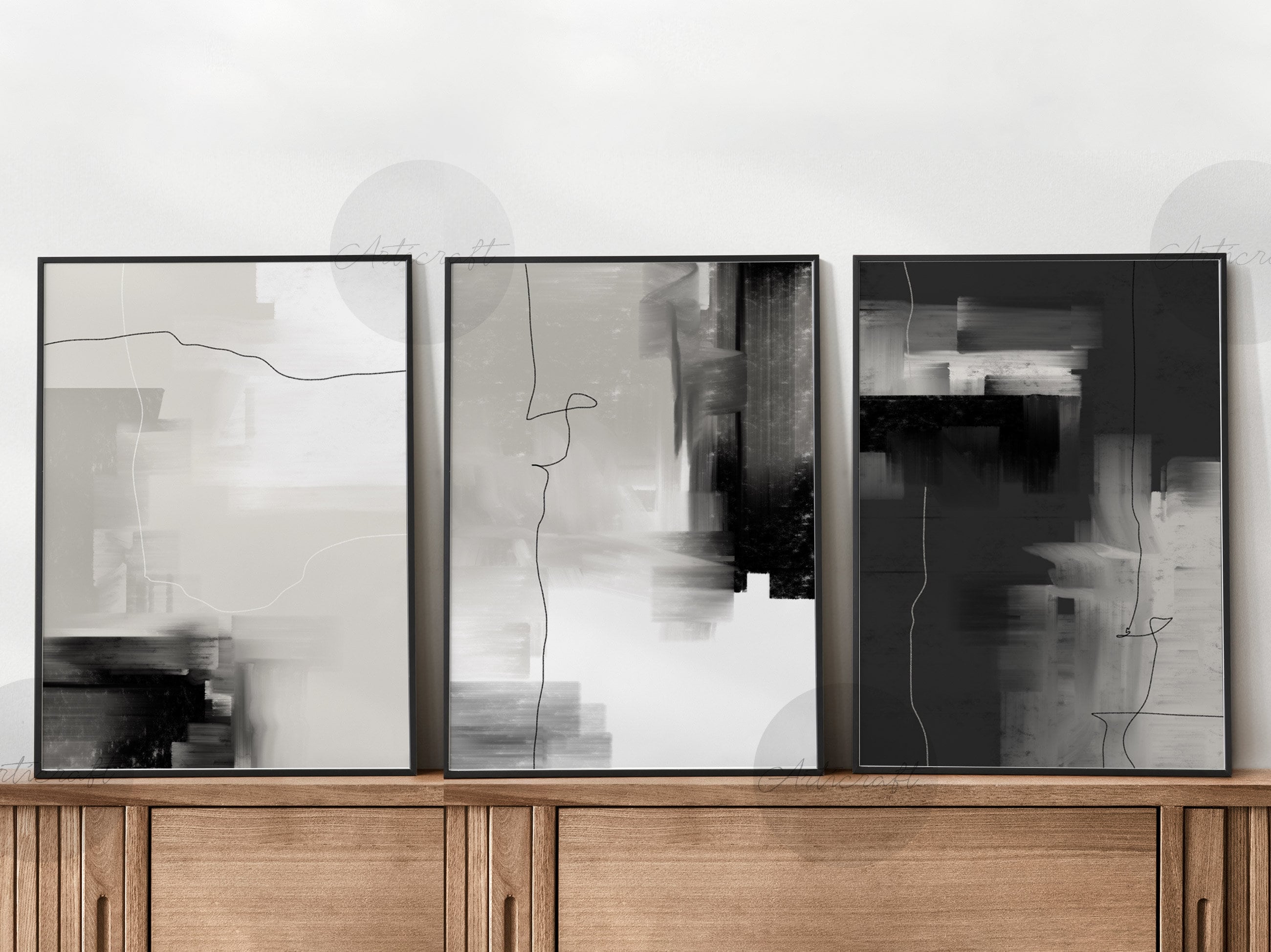 Abstract Neutral Art Modern 3 Piece Art Painting Gallery - Etsy