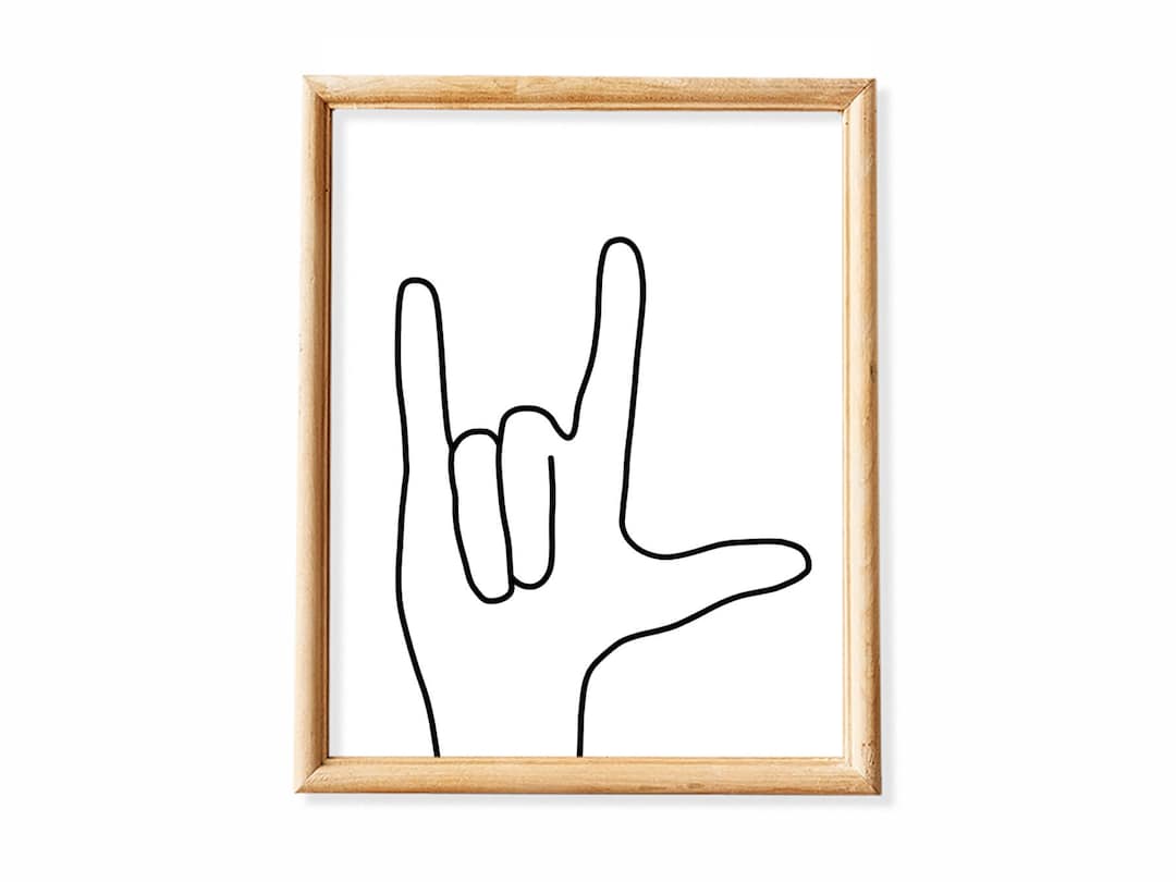 I Love You Sign Language Print, Hand Sign, One Line Hand Drawing ...