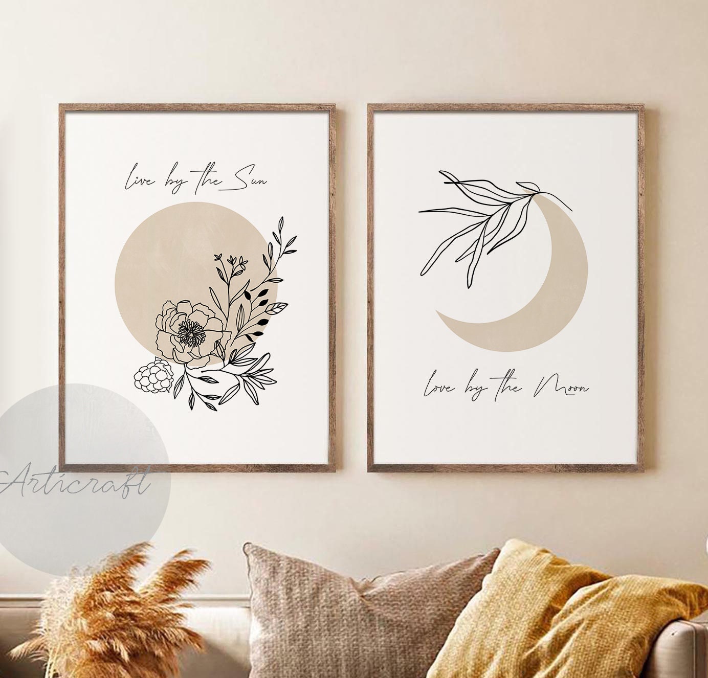 Art & Collectibles Prints Digital Prints boho celestial moon wall art ...
