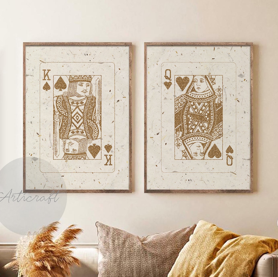 King and Queen Playing Cards Wall Art Set of 2 Prints, Digital Preppy ...