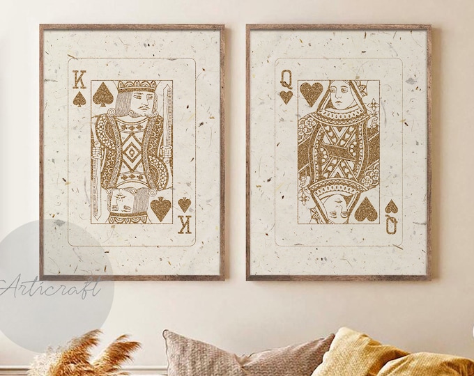 King and Queen Playing Cards Wall Art Set of 2 Prints, Digital Preppy ...