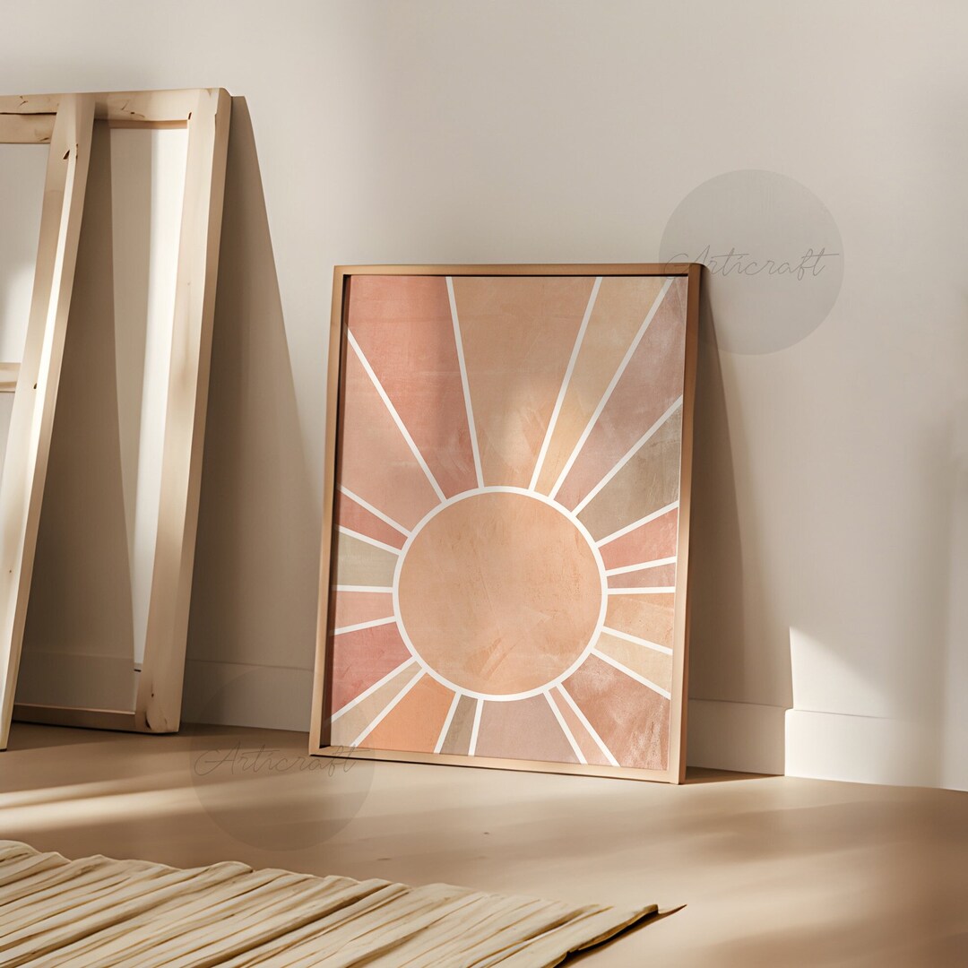 Boho Sun Print, Orange, Mauve & Blush Pink Sun, Printable Sun, Abstract ...