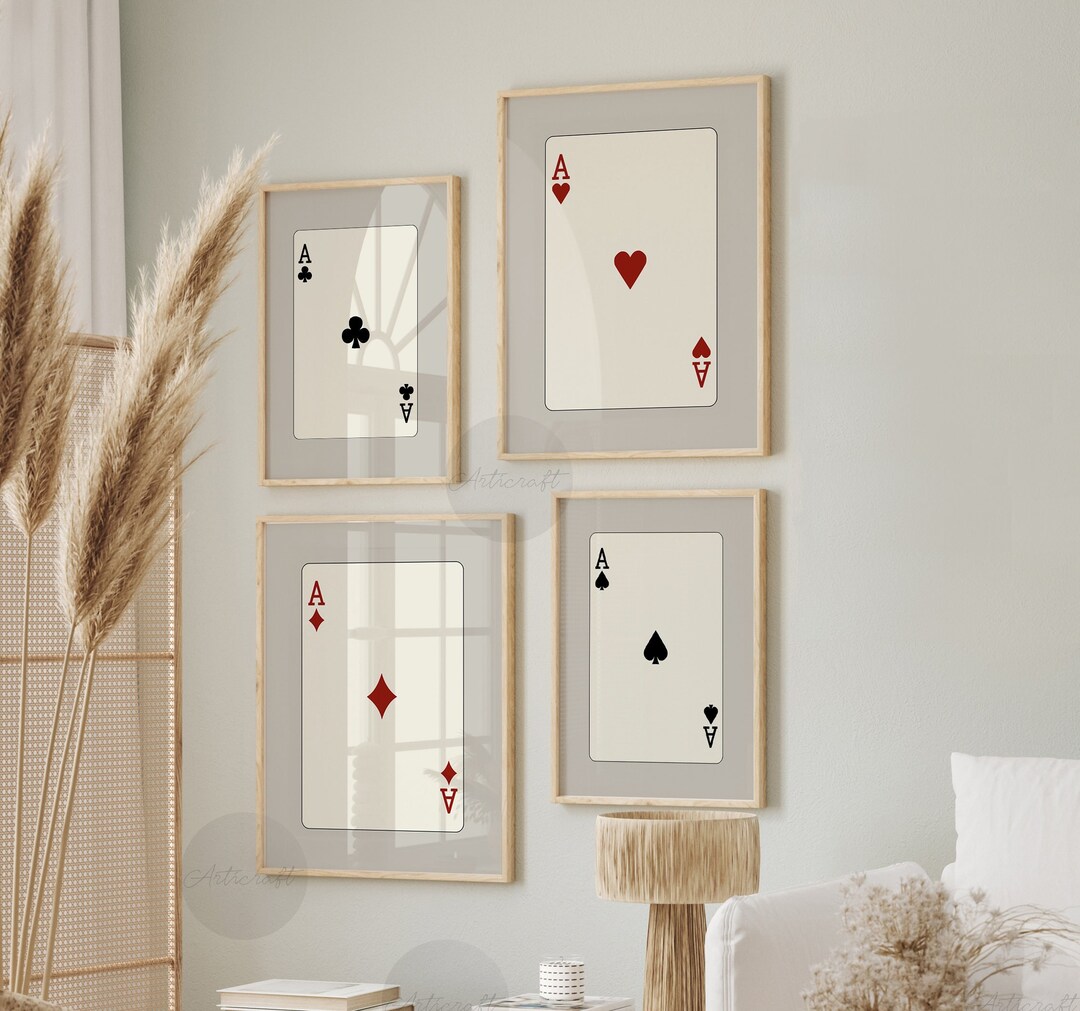 Playing Cards Print Set of 4 Aces, Four Aces Prints, Dorm Wall Art ...