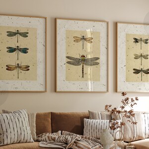 Dragonfly Digital Art Set of 3, Dragonflies Prints, Vintage Printable ...