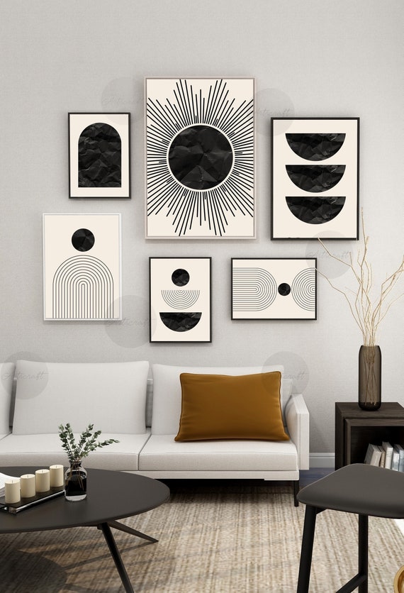 Minimal Mid Century Modern Print Set of 6 Boho Sun Gallery - Etsy