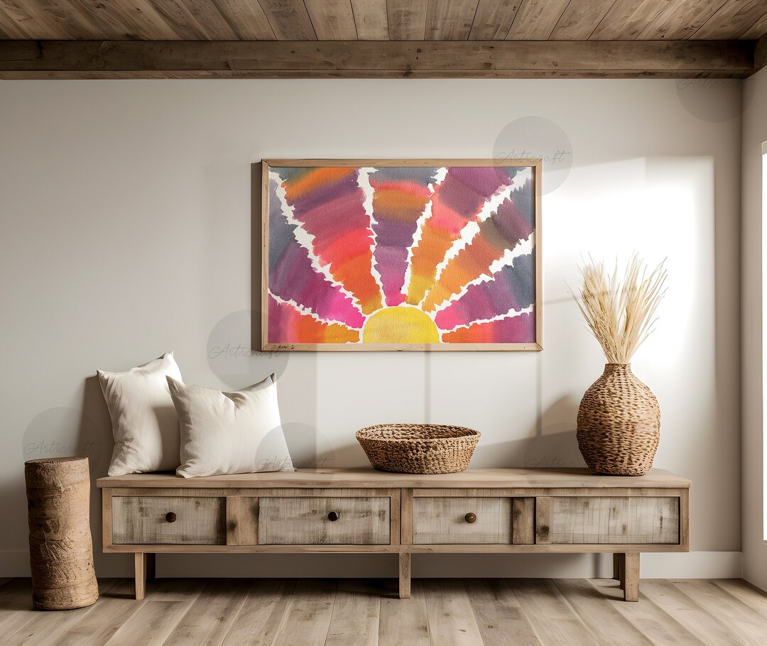 Horizontal Colorful Sunset Print, Orange, Purple & Yellow Sun ...