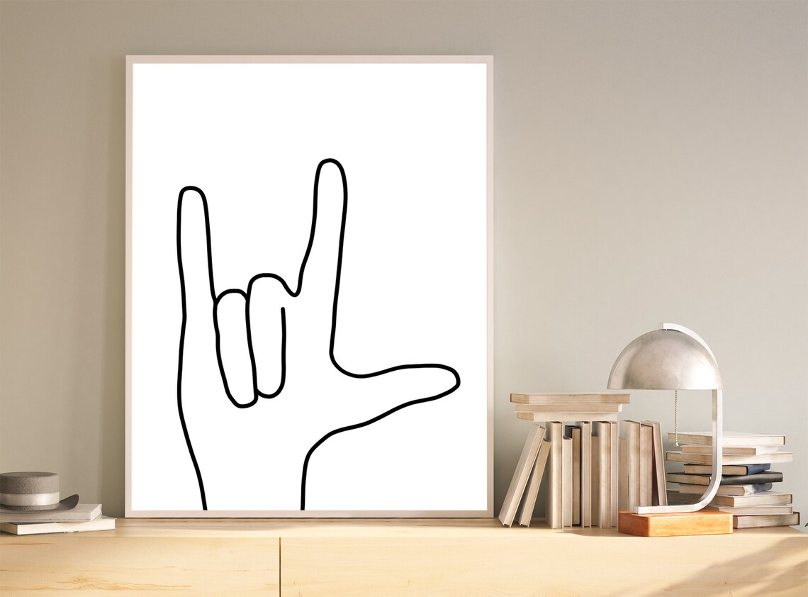 I Love You Sign Language Print Hand Sign One Line Hand | Etsy