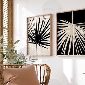 Minimalist Botanical Neutral Set of 2 Palm Leaves Prints, Boho Gallery ...