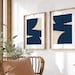 Navy Mid Century Modern Geometric Print Set of 2, Boho Beige and Navy ...