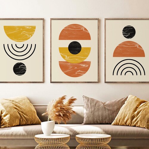 Mid Century Modern Print Printable Art Yellow Gray Print - Etsy