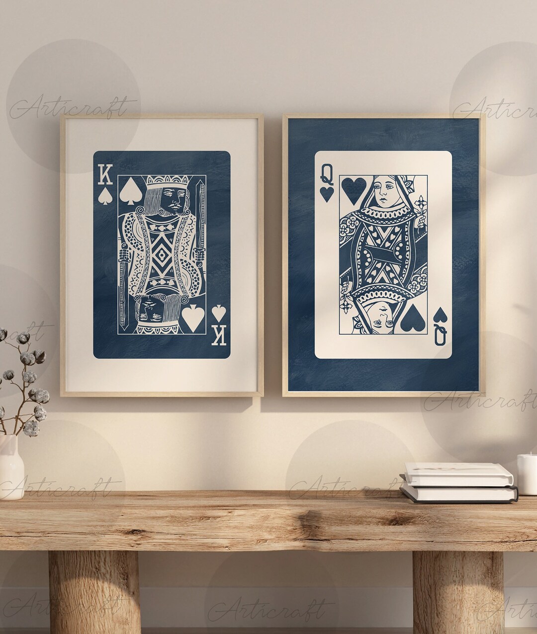 King and Queen Playing Cards Wall Art Set of 2 Prints, Digital Preppy ...