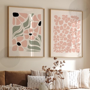 Boho Botanical Print Set of 6, Blush Pink and Sage Green Wall Art ...
