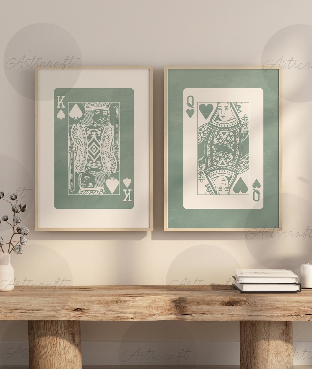 King and Queen Playing Cards Wall Art Set of 2 Prints, Digital Preppy ...