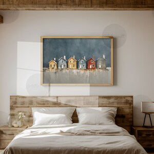 Small Houses Print Set of 3, Modern Minimalist Wall Decor, Village Raw ...