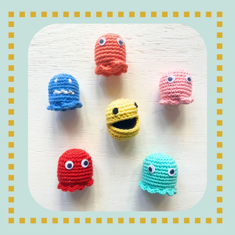 No Sew Pacman & Ghosts Crochet Pattern. Amigurumi Pattern. Beginner ...