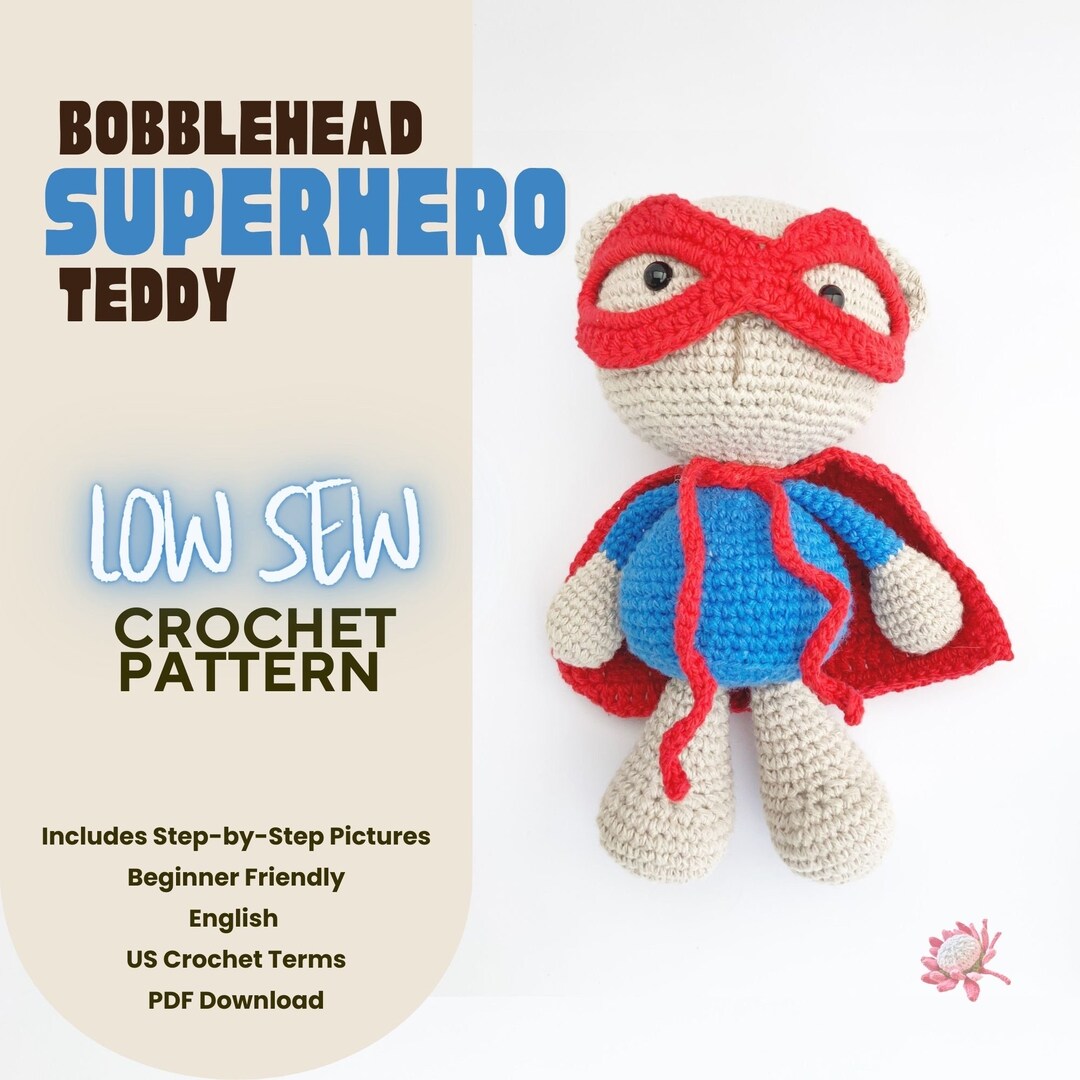 Superhero Teddy Bear Crochet Pattern. Amigurumi Pattern. Digital File ...