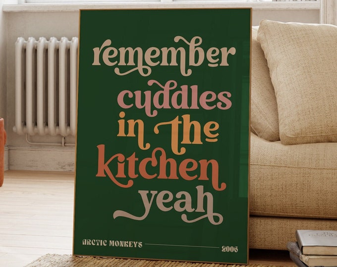 Cuddles in the Kitchen Lyrics Print Music Print A5 A4 A3 Unframed Indie ...