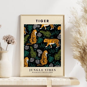 Tiger Jungle Vibes Animal Print, Tiger Wall Art, Boho Poster, Bedroom ...