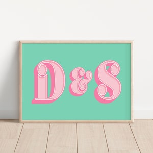 Couples Personalised Letter Print, Anniversary Gift, Custom Alphabet ...