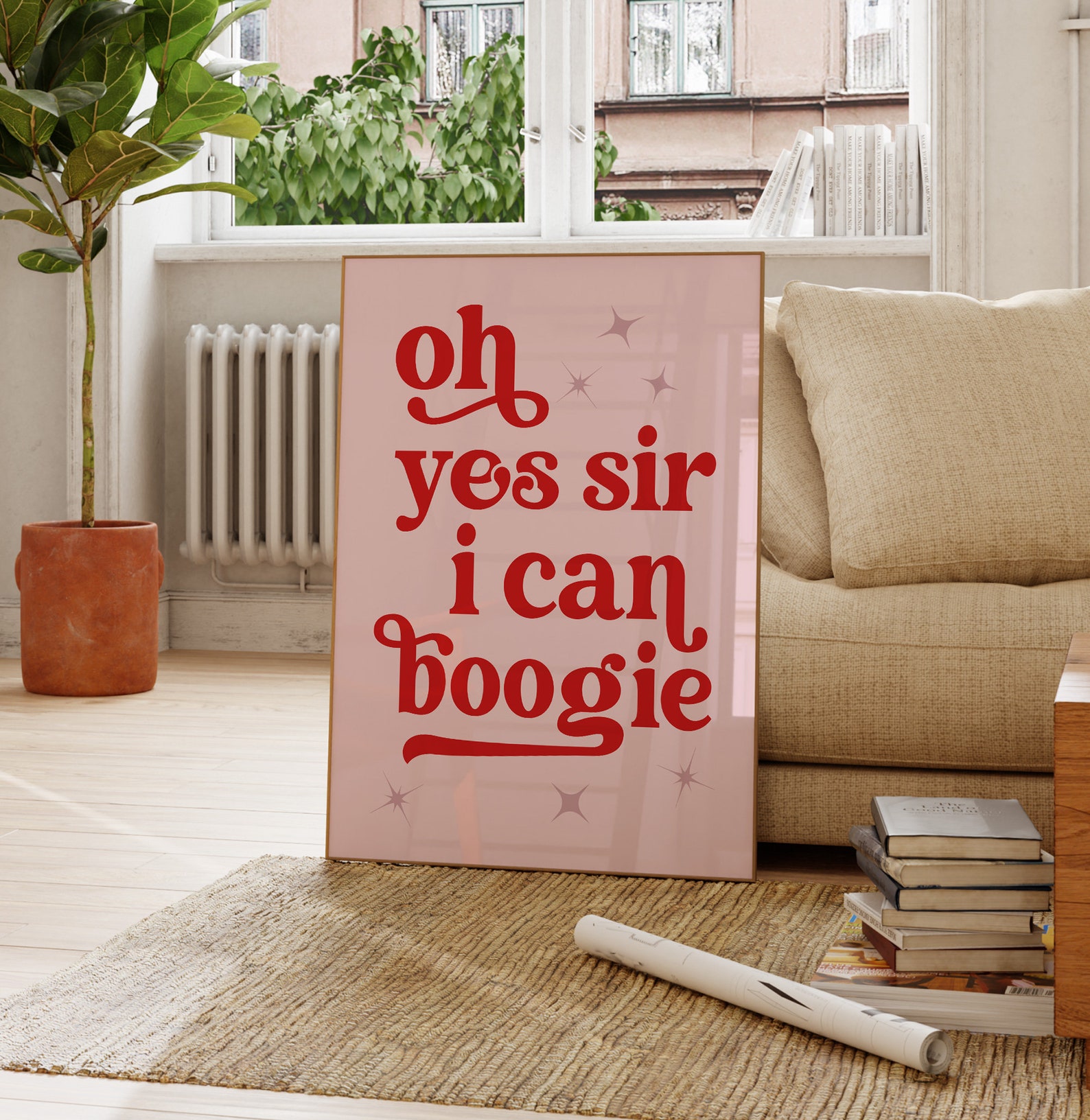 Oh Yes Sir I Can Boogie Music Print, Vintage, Retro Music Poster, Song ...