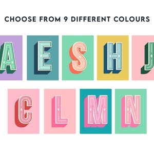 Personalised Letter Print, Custom Alphabet Print, Colourful Posters ...