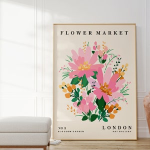 Flower Market London Poster Pink Flower Prints Plant Wall - Etsy UK