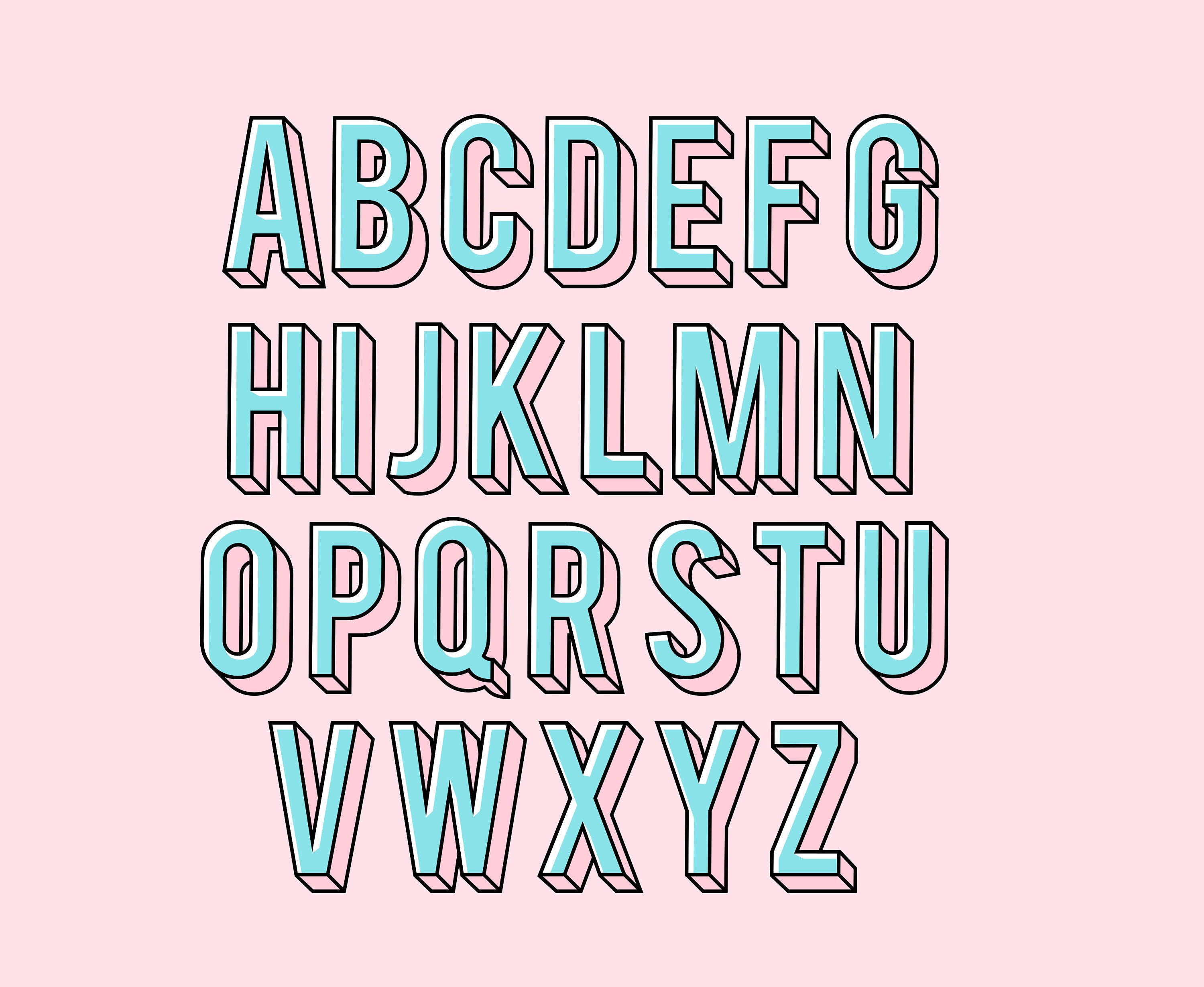 Custom Letter Print, Personalised Alphabet Print, Colourful Initials ...